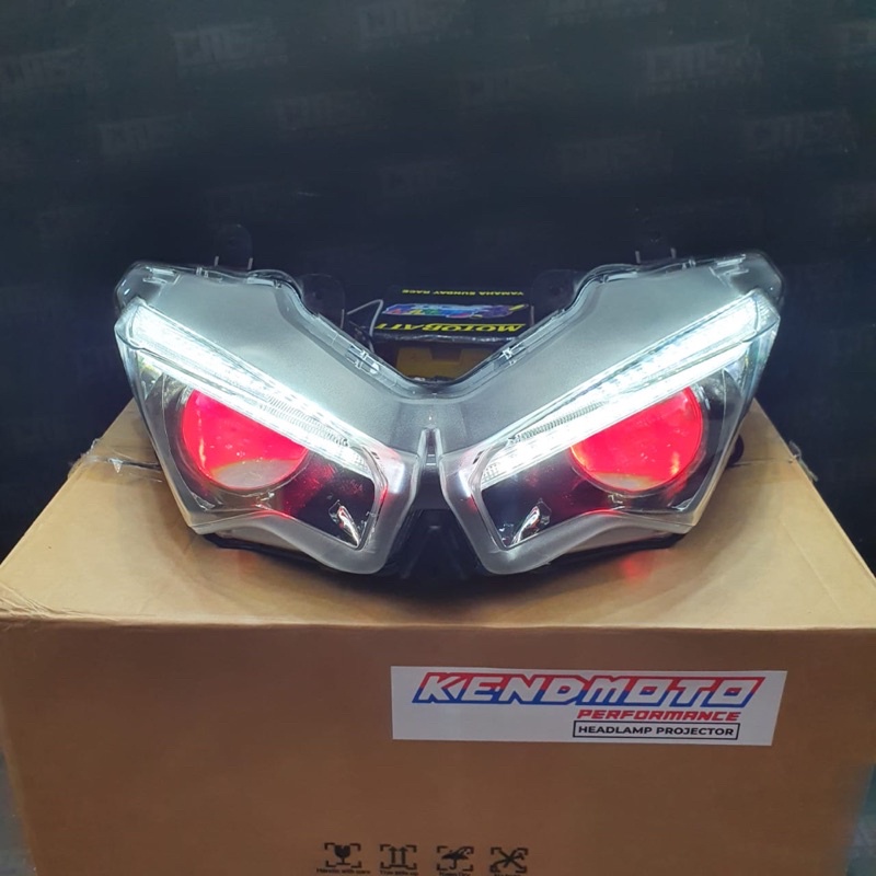 Jual Headlamp LED Projector Kendmoto plus Devil Eye DRL Kawasaki ZX25R ZX25 Merah | Shopee Indonesia