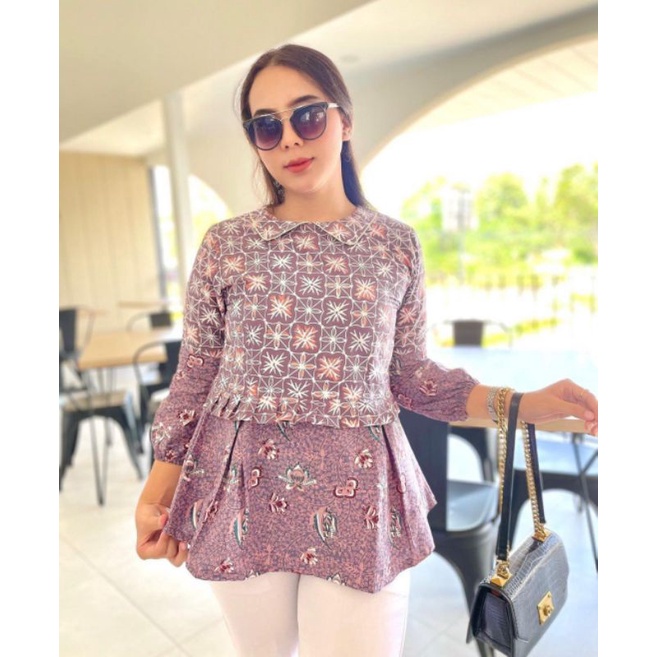 Jual safitri blouse batik wanita modern ( blus batik murah) blus batik ...