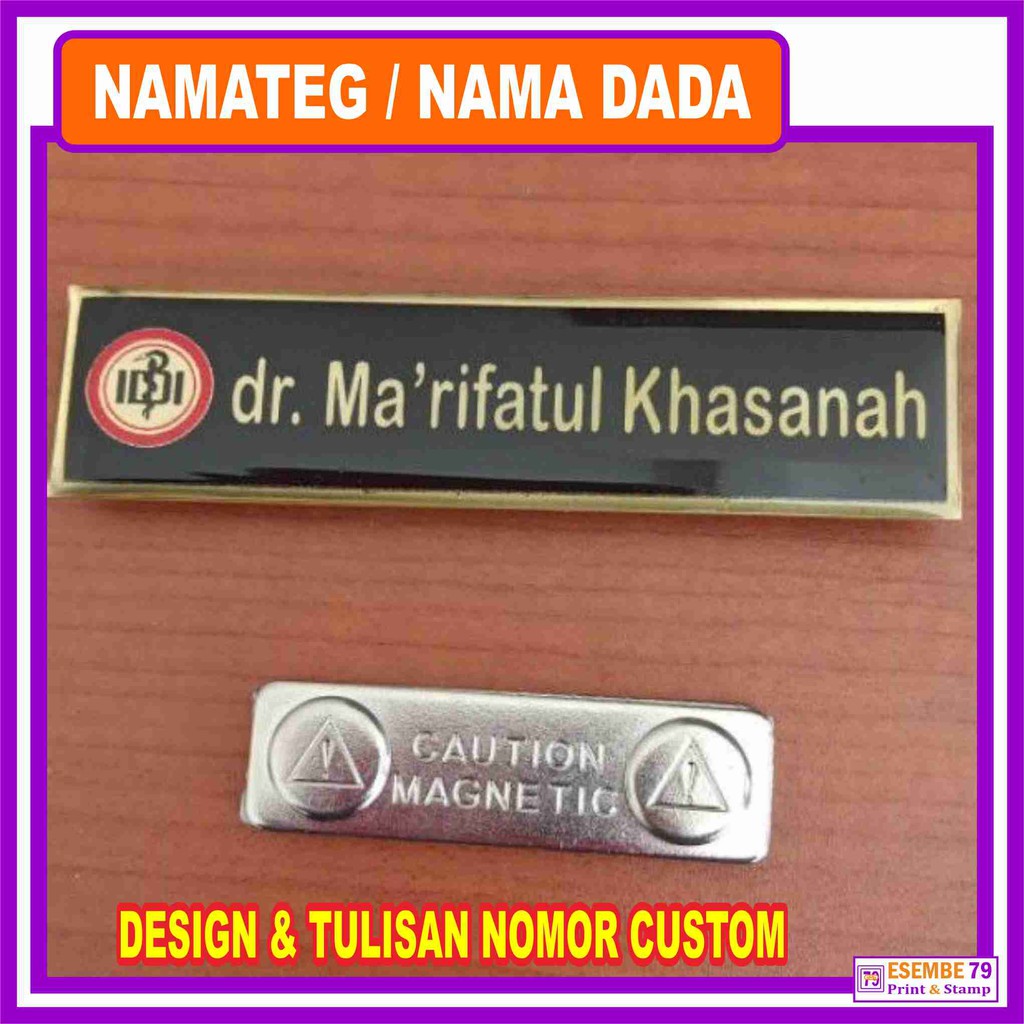 Jual Namateg Nama dada Kuningan Pengikat Memakai Magnet | Shopee Indonesia