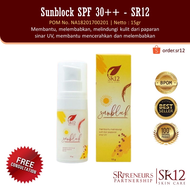 Jual SUN BLOCK SR12 / SUN BLOCK SPF 30++ / SUNBLOCK WAJAH BPOM | Shopee ...