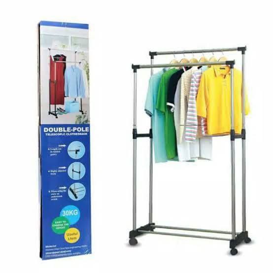 Jual Rak Gantungan baju double / Jemuran Baju / Double rod Rack 2 Tiang ...