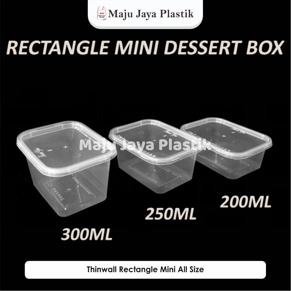 Jual (25pcs) Kotak Makan Thinwall Rectangle 200ml 250ml 300ml | Wadah Plastik Dessert Box ...