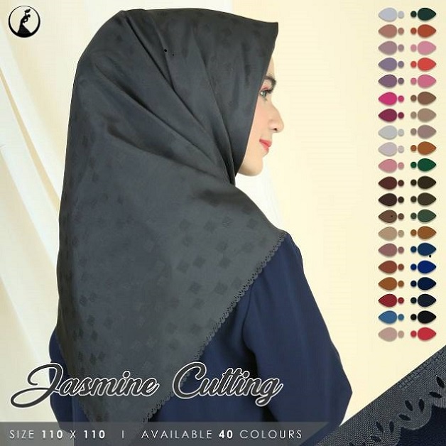 Jual JILBAB SEGIEMPAT JASMINE CUTTING LC LASER CUT DAN JAHIT TEPI POLOS ...