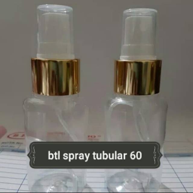 Jual Botol Tubular bening 60 ml spray gold | Shopee Indonesia