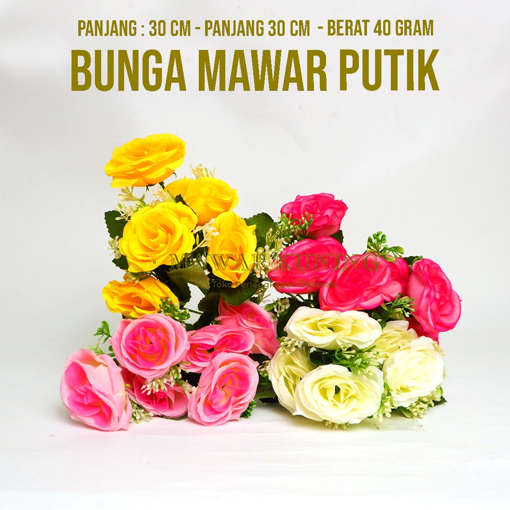 Jual [ 6 Tangkai ] Artifisial Bunga Mawar Putik putih / Artifisial ...