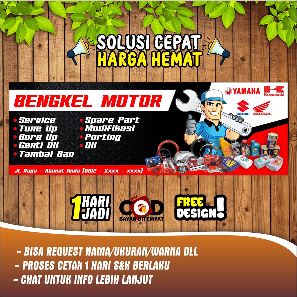 Jual Spanduk/Banner/Backdrop Bengkel Desain Baru Bisa Ubah Nama Free ...