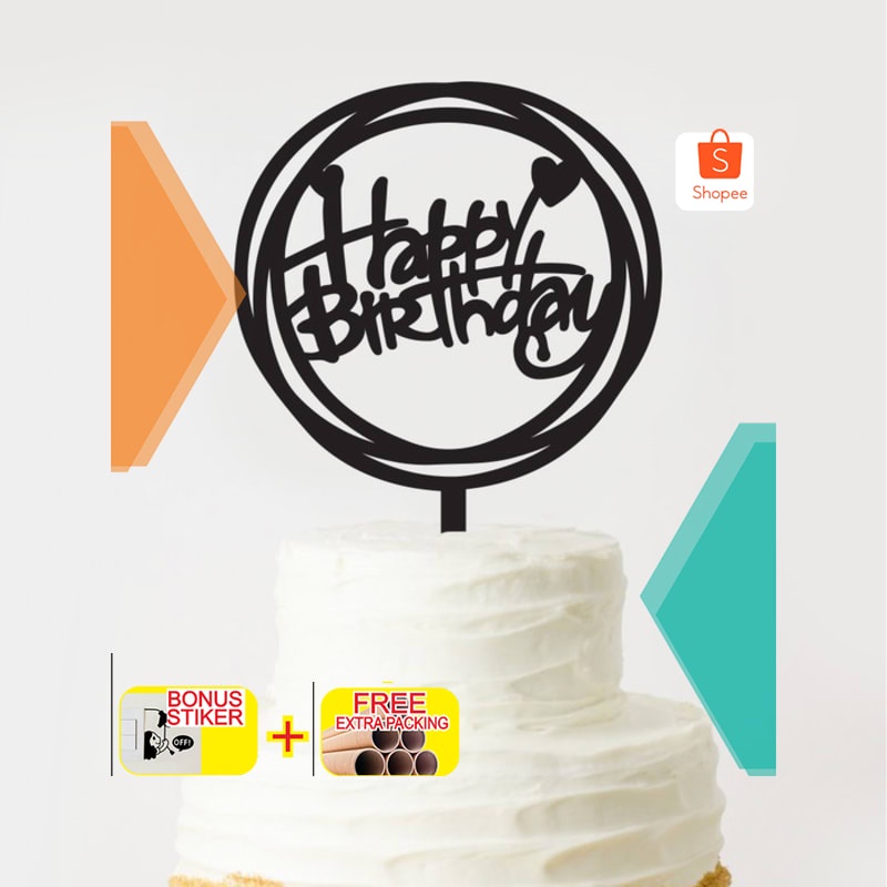 Jual Grosir CUSTOM TOPPER HAPPY BIRTHDAY AKRILIK / TOPPER KUE ULANG ...