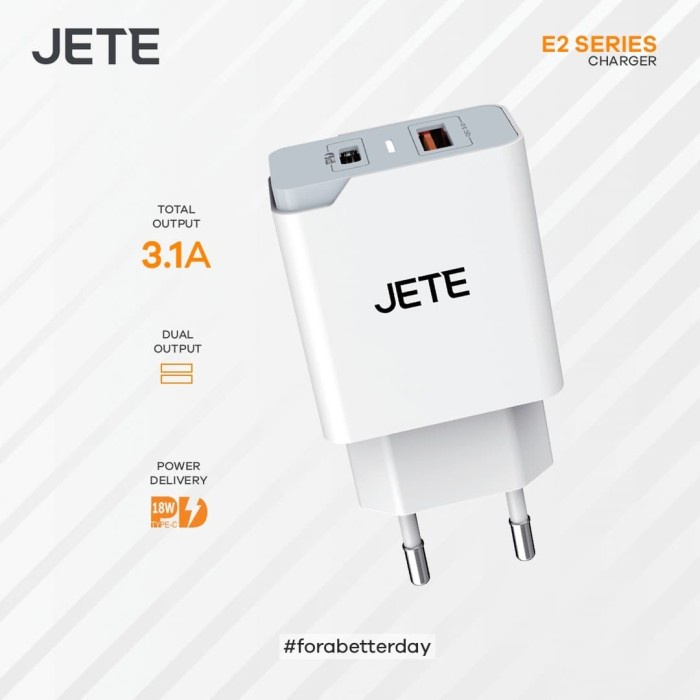 Jual 22C Kepala Charger Jete E2 USB 3.1A with Power Delivery - Original | Shopee Indonesia
