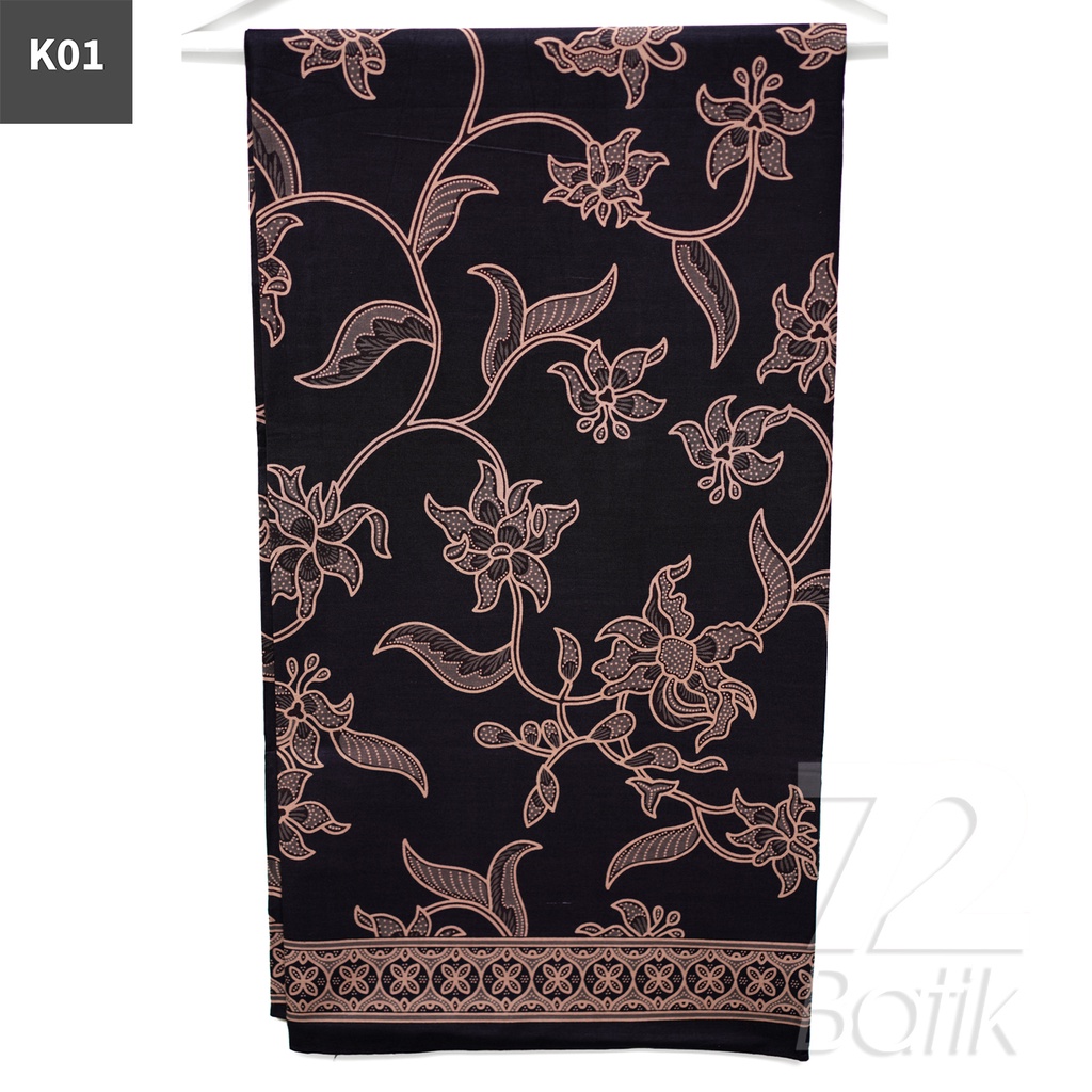 Jual KAIN BATIK PREMIUM Bahan Katun Motif Kembang Mulyo Warna Hitam ...