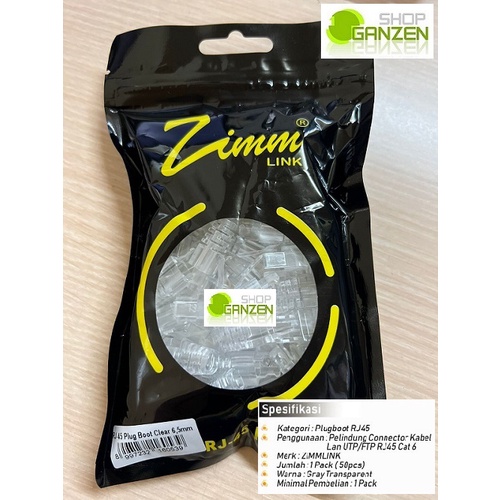 Jual Zimmlink Plugboot RJ45 UTP FTP Cat 6 6,5mm Connector Zimm link cat ...