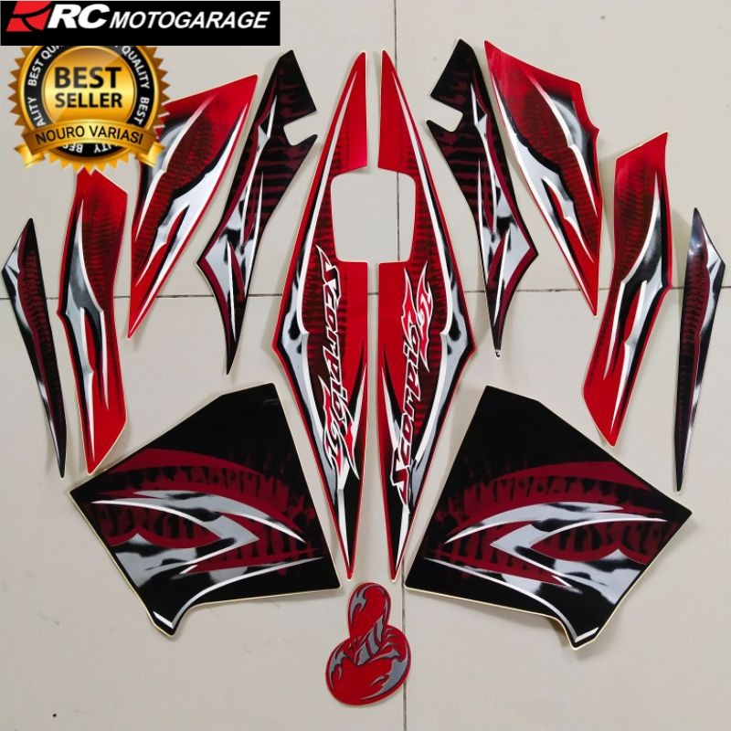 Jual striping yamaha scorpio z 2013 merah hitam stiker list body ...