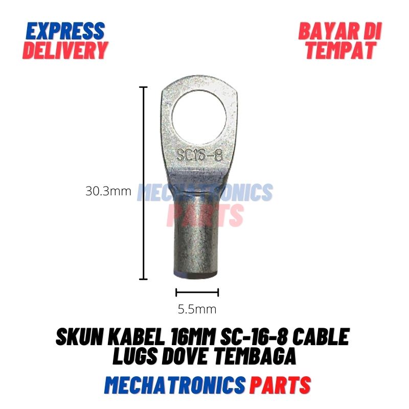 Jual Skun Kabel 16mm SC-16-8 Cable Lugs Dove Tembaga | Shopee Indonesia