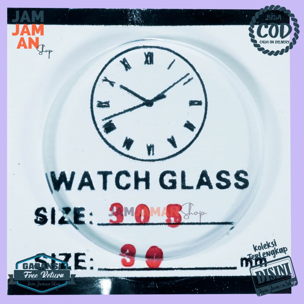 Jual Kaca Jam Kaca Bahan Aksesoris Jam PNC-305 Murah 3,05 cm | Shopee ...