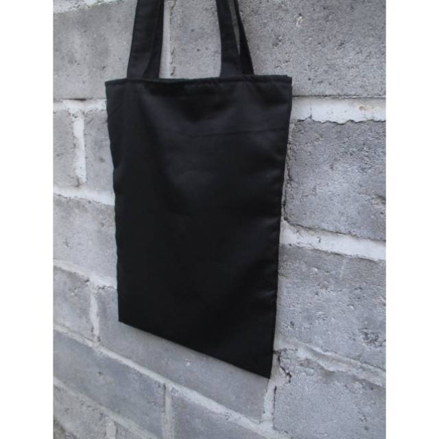 Jual COD Totebag Hitam Pakai Resleting Polos Bahan Drill / Tote bag drill murah / Totebag polos ...
