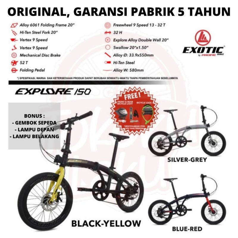 Jual SEPEDA LIPAT MURAH ALLOY EXPLORE 150 EXOTIC BY PACIFIC BIKE SELI ...