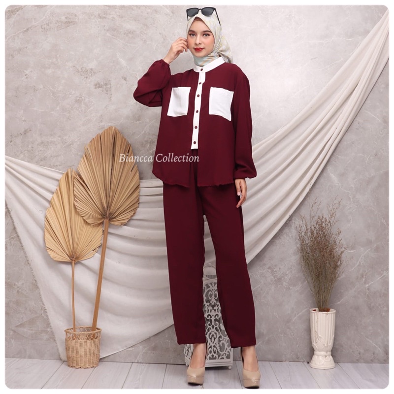 Jual RISA SET ONE SET CRINKLE KOMBINASI KANTONG DEPAN SETCEL CRINKLE ...