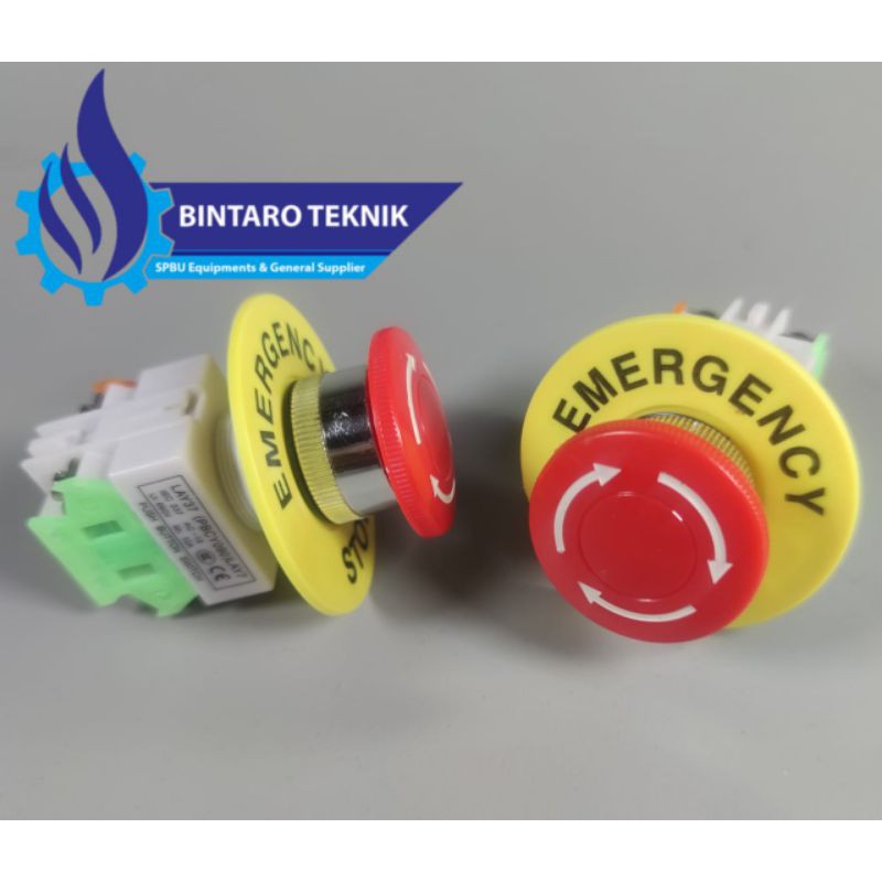 Jual tombol stop emergensi emergency Switch 10A Diameter Lubang 22mm ...