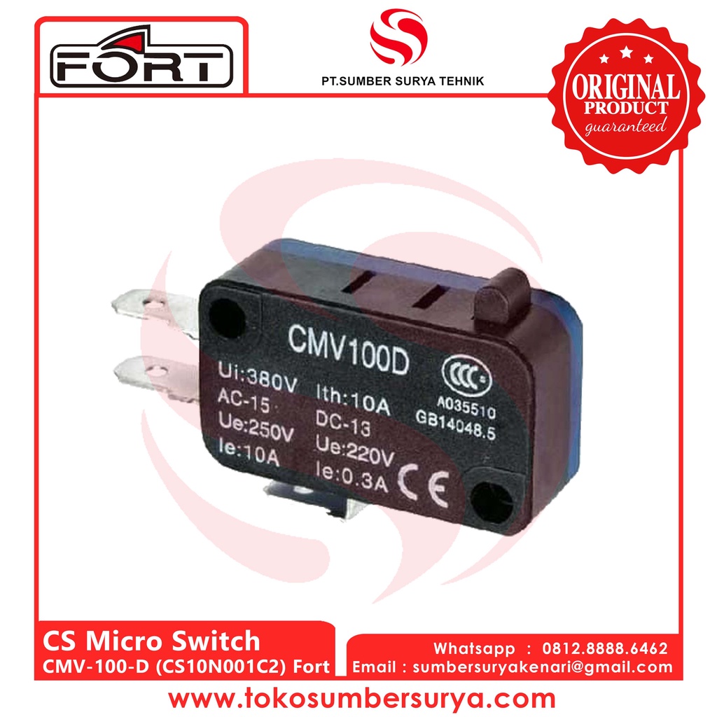 Jual CS Micro Switch CMV-100-D / CMV100D (CS10N001C2) Fort | Shopee ...