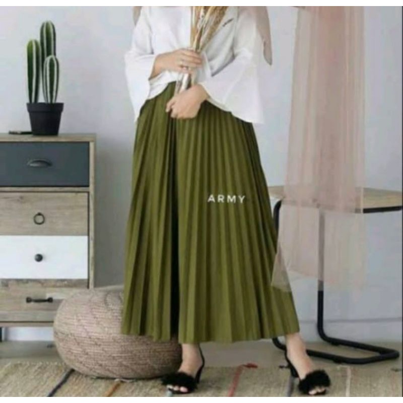 Jual Rok Plisket Premium/Rok Plisket/Rok Plisket Payung bahan hyget premium | Shopee Indonesia