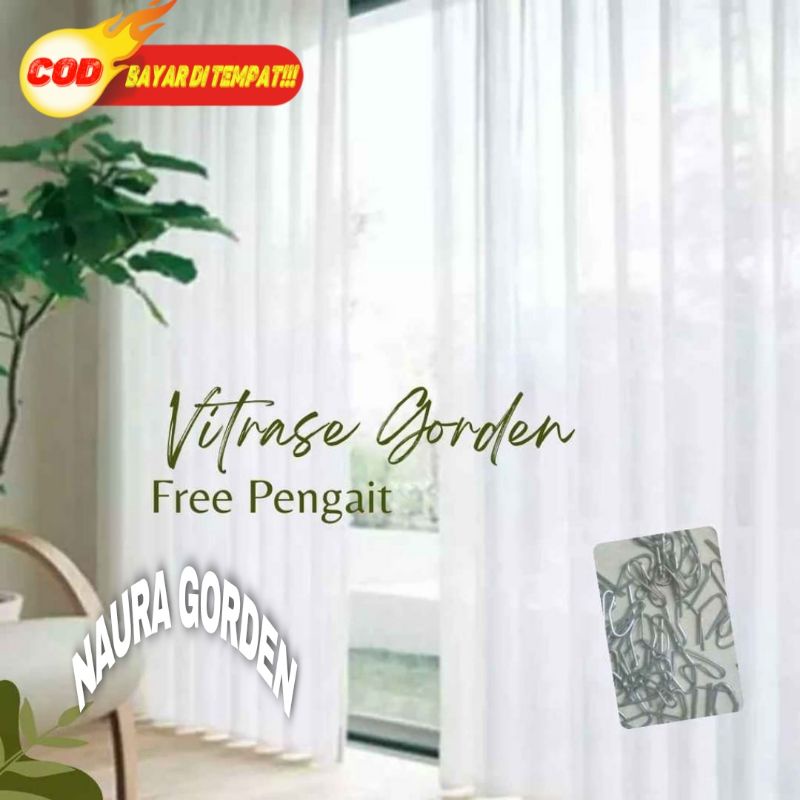 Jual Vitrase Gorden Polos putih abu tinggi 2meter Plisket cantol putih ...