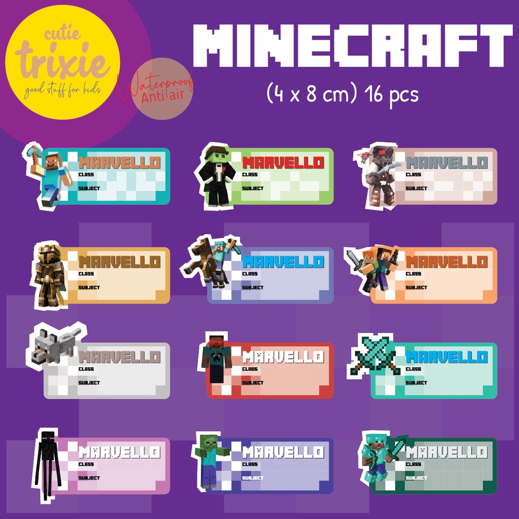 Jual STICKER LABEL BUKU MATA PELAJARAN / MAPEL ANAK MINECRAFT | Shopee ...