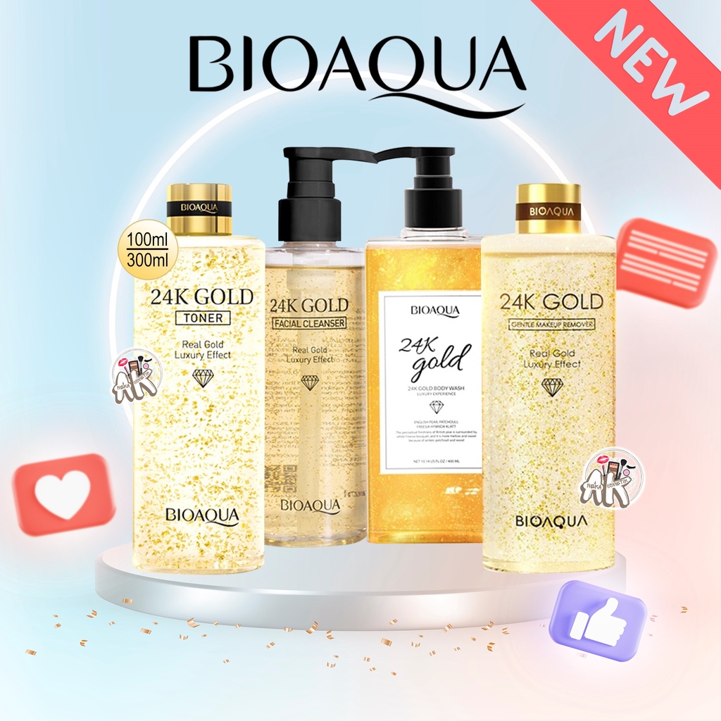 Jual BIOAQUA 24K CLEANSER SERIES (FACIAL CLEANSER 24K 200ml / BIOAQUA BODY WASH 24K 400ML ...