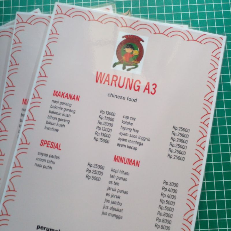 Jual Cetak menu meja / leaflet / poster laminating tebal A4 | Shopee ...