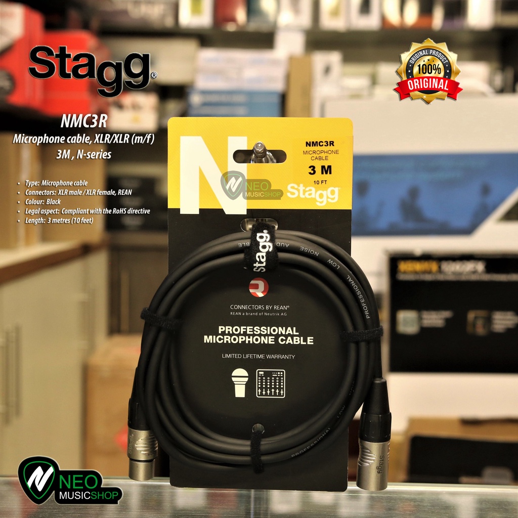 Jual Stagg NMC3R Microphone cable, XLR/XLR (m/f), 3 m N-series | Shopee ...
