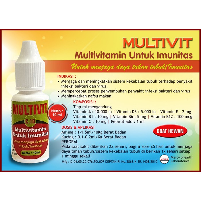 Jual MULTIVIT C.10 10ml - multivitamin hewan - PSI (JOGJA) | Shopee Indonesia