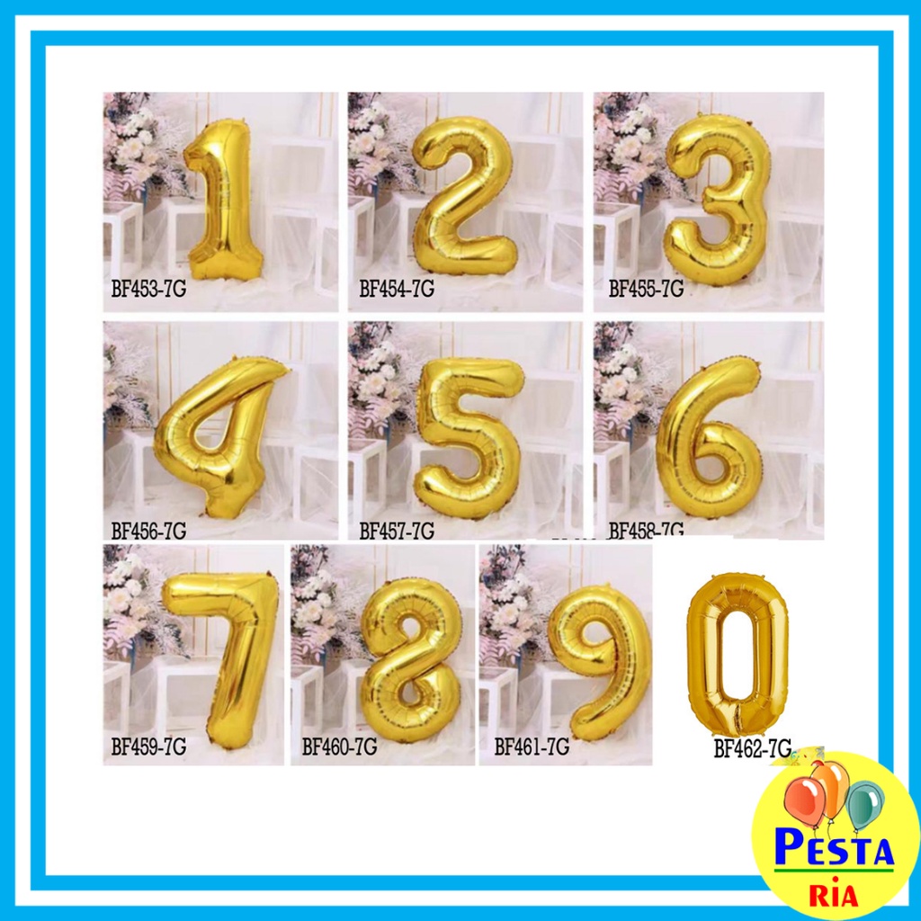 Jual MURAH ! 1 pcs Balon Foil Angka Jumbo Gold 80cm, Angka 0123456789 ...