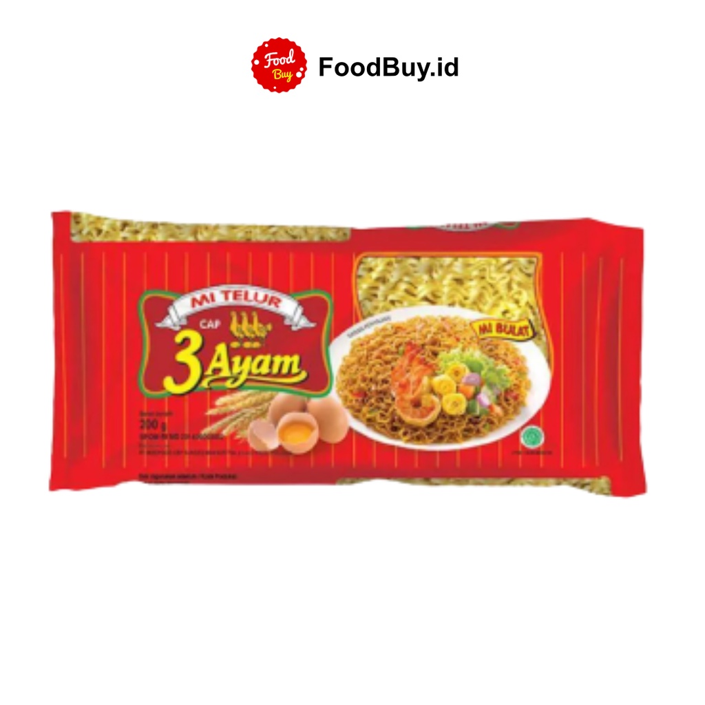 Jual Mie Telur Cap 3 Ayam Mie Bulat Merah 200 gr | Shopee Indonesia