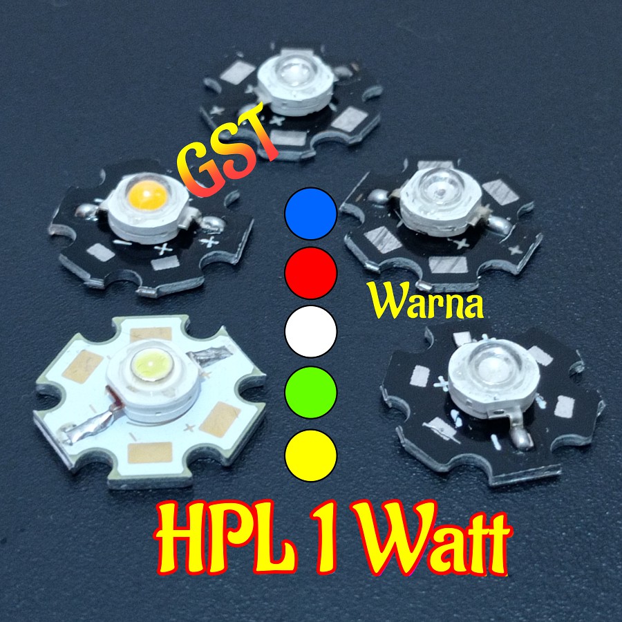 Jual 10Pcs led hpl 1 watt merah kuning biru hijau putih include ...