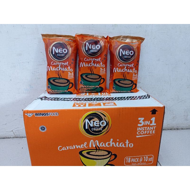 Jual Neo Coffee Caramel Mochiato 200g isi 10 sachet x 20g | Shopee ...