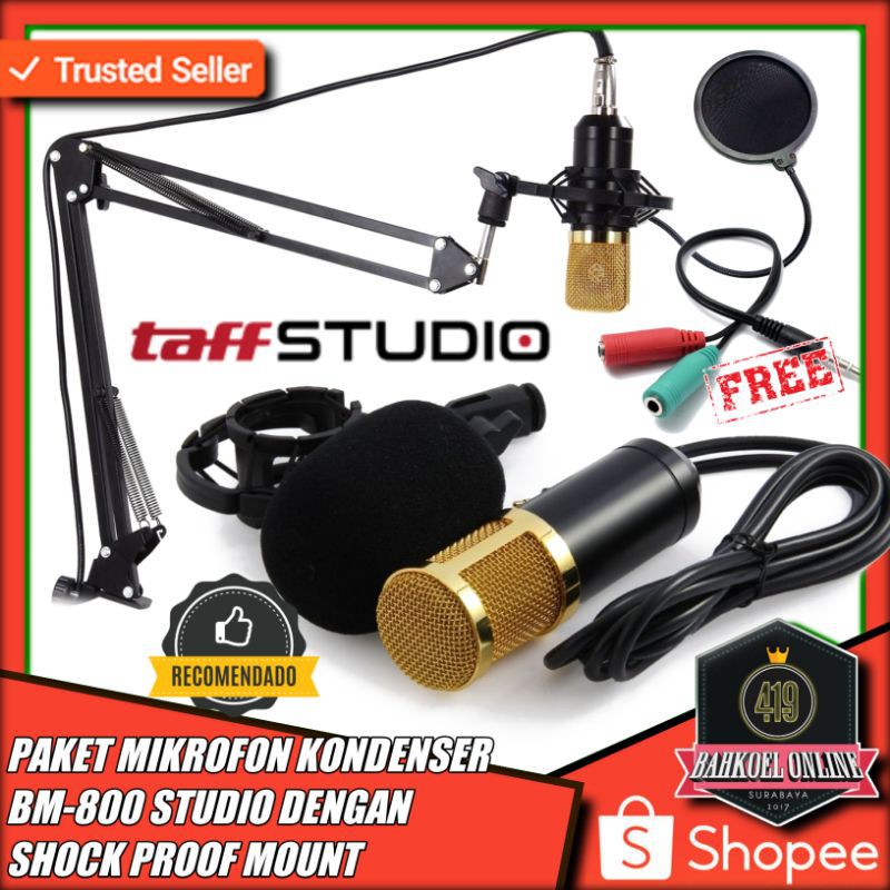 Jual PAKET MICROPHONE BM 800 LENGKAP SPLITTER & Pop Filter | Shopee ...