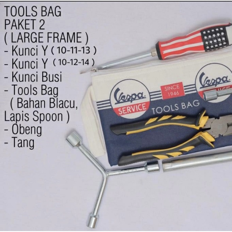 Jual Tools bag paket 2 largframe tas kunci busi motor vespa dompet busa ...