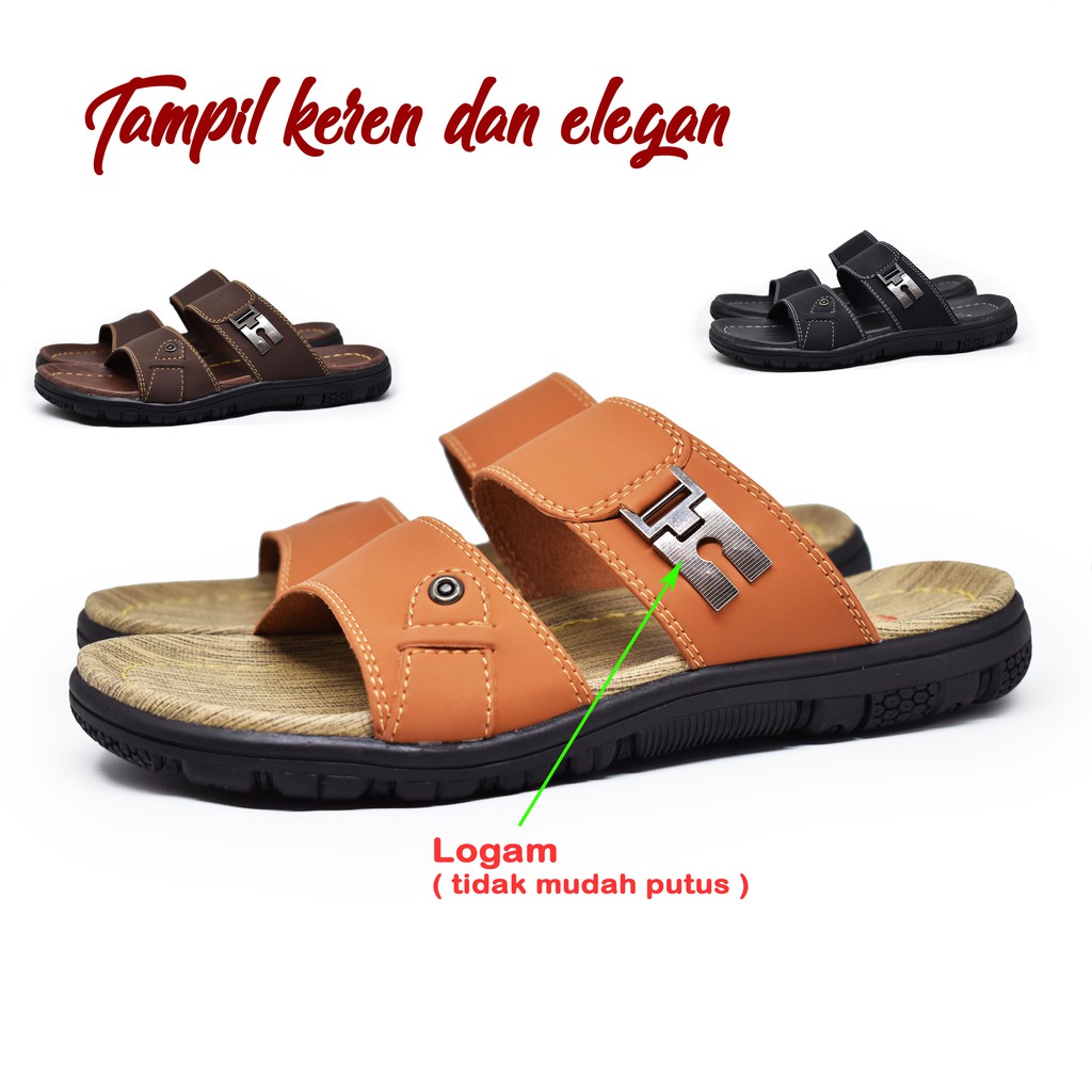 Jual 10.10 BIG SALE / Sandal kulit pria / sandal slop pria / sandal L ...