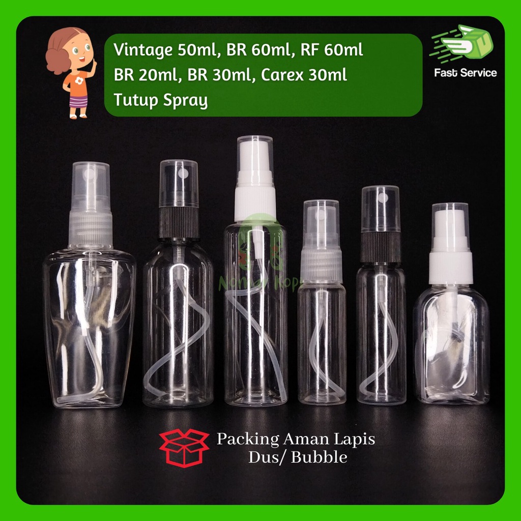 Jual Botol Clear BR 20ml Spray Putih Bahan PET Tebal HARGA GROSIR Neck ...