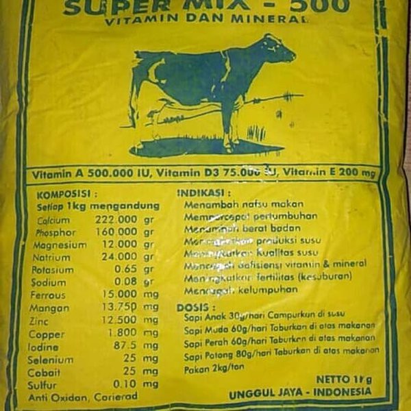 Jual Vitamin Sapi Perah / Vitamin Sapi Potong Unggul Jaya Kemasan 1 Kg ...