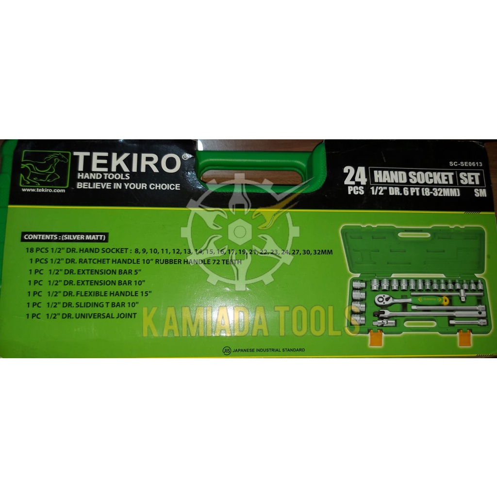 Jual Kunci Sok set TEKIRO 8-32mm 24 pcs/1/2" DR Socket Set 24 pc Segi 6 PT | Shopee Indonesia