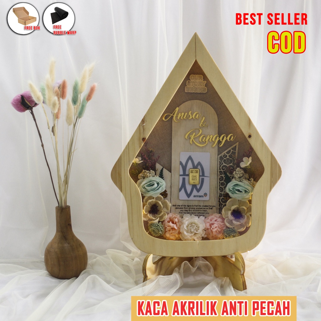 Jual Mahar pernikahan bingkai rustic kado wedding mahar wedding 30x40cm pigura frame 3d frame ...