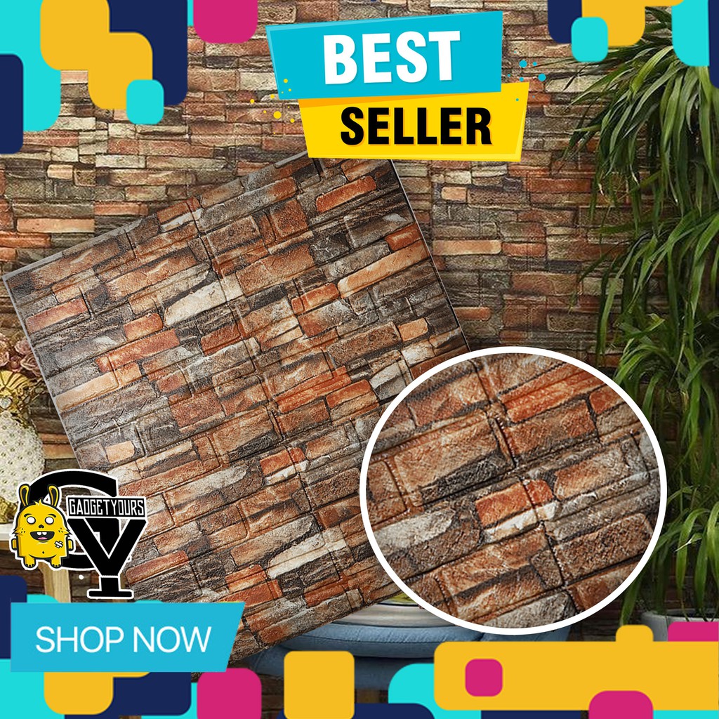 Jual WALLPAPER 3D BRICK FOAM CORAK BATU ALAM WALLPAPER DINDING BATU ...