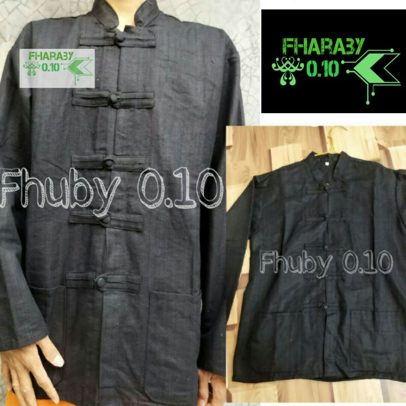 Jual kebaya wanita Surjan Tenun Dewasa Model Shanghai Koko Hitam Polos ...