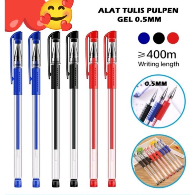 Jual gel pen pulpen cair kantor dan sekolah bagus dan murah | Shopee ...