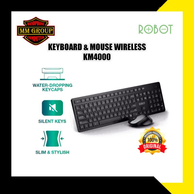 Jual KEYBOARD & MOUSE WIRELESS ROBOT KM4000 ORIGINAL | Shopee Indonesia