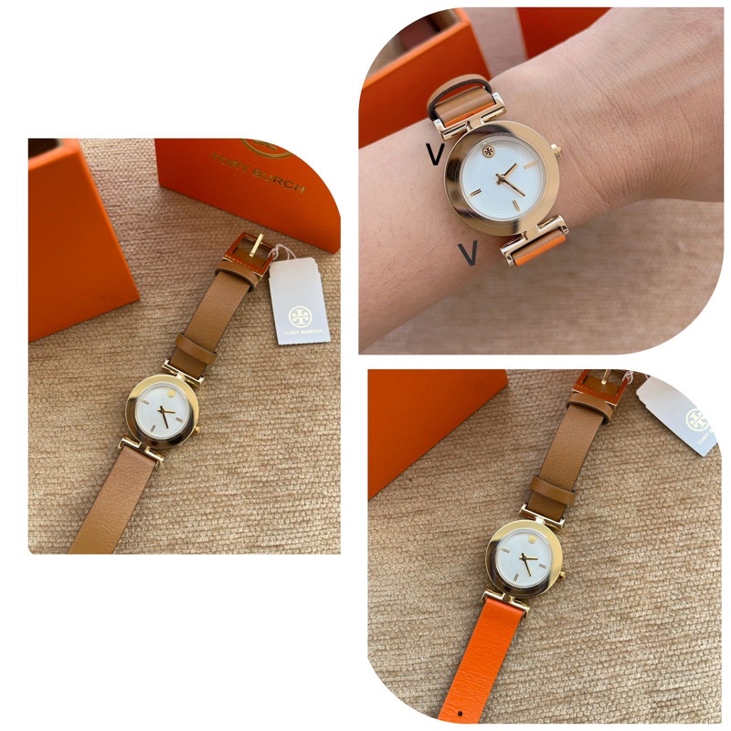 Jual Tory Burch TBW5300 Sawyer Twist Round Brown/Orange Watch | Shopee ...
