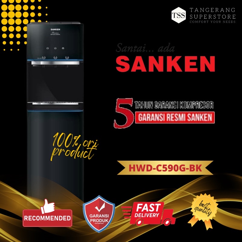 Jual WATER DISPENSER AIR SANKEN HWD-C590G-BK GALON BAWAH | Shopee Indonesia