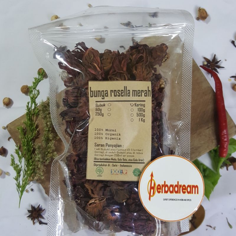 Jual 50 GRAM ROSELA ROSELLA MERAH RED ROSELLE HIBISCUS SABDARIFFA HONG ...