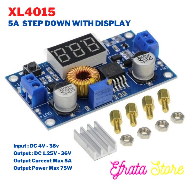 Jual XL4015 Adjustable Step Down 5A 75W Display Voltmeter | Shopee Indonesia