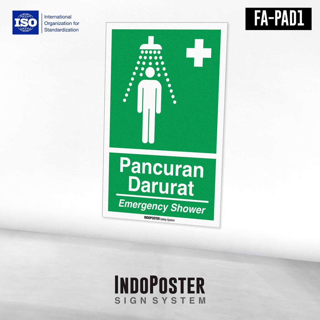 Jual Stiker Safety Sign Rambu K3 ISO Pancuran Darurat | Shopee Indonesia
