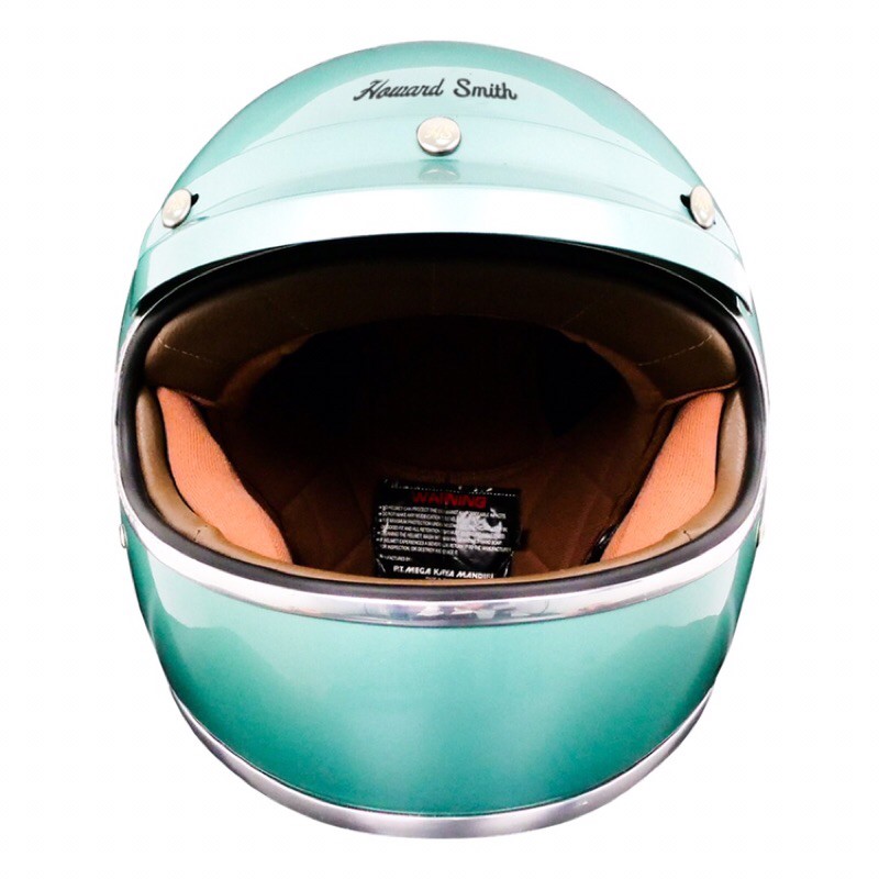 Jual HELM FULL FACE RETRO CAFE RACER HOWARD SMITH JZ GREEN CARGLOSS ...